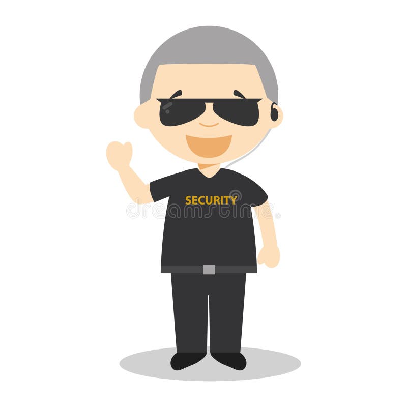 Cute Cartoon Vector Illustration of a Security Guard Stock Vector ...
