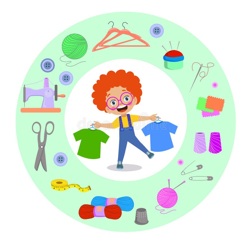 Cute Cartoon Vector Illustration of a Tailor Stock Illustration ...