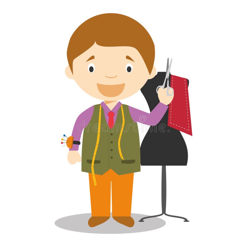 Cute Cartoon Vector Illustration of a Tailor Stock Vector ...