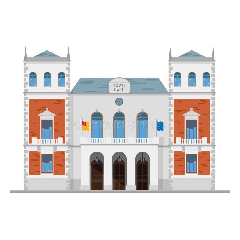 Cute Cartoon Vector Illustration of a Town Hall Stock Vector ...