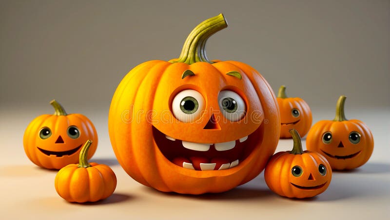Cute Cartoon Vegetable Delicious, Expression Pumpkin Stock Illustration ...