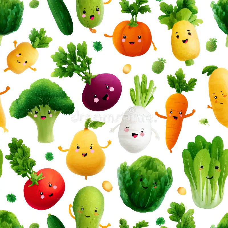 519 Cute Cartoon Vegetable Pattern Stock Photos - Free & Royalty-Free ...