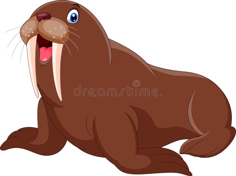 Cute Cartoon Walrus Happy a Smile Stock Vector - Illustration of ...