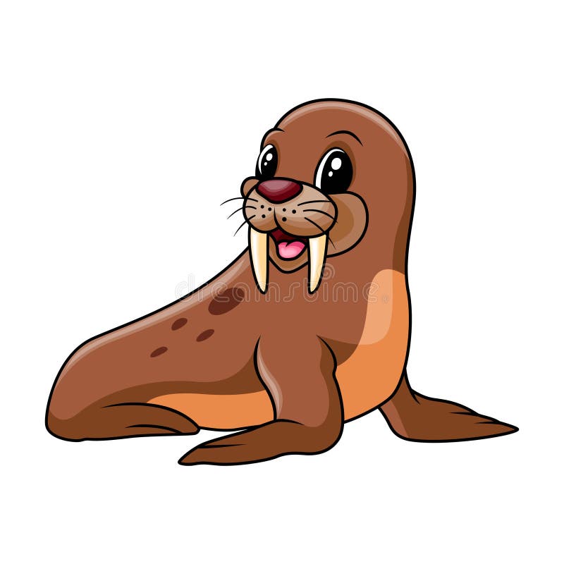 Cute Cartoon Walrus Happy a Smile Stock Vector - Illustration of comic ...