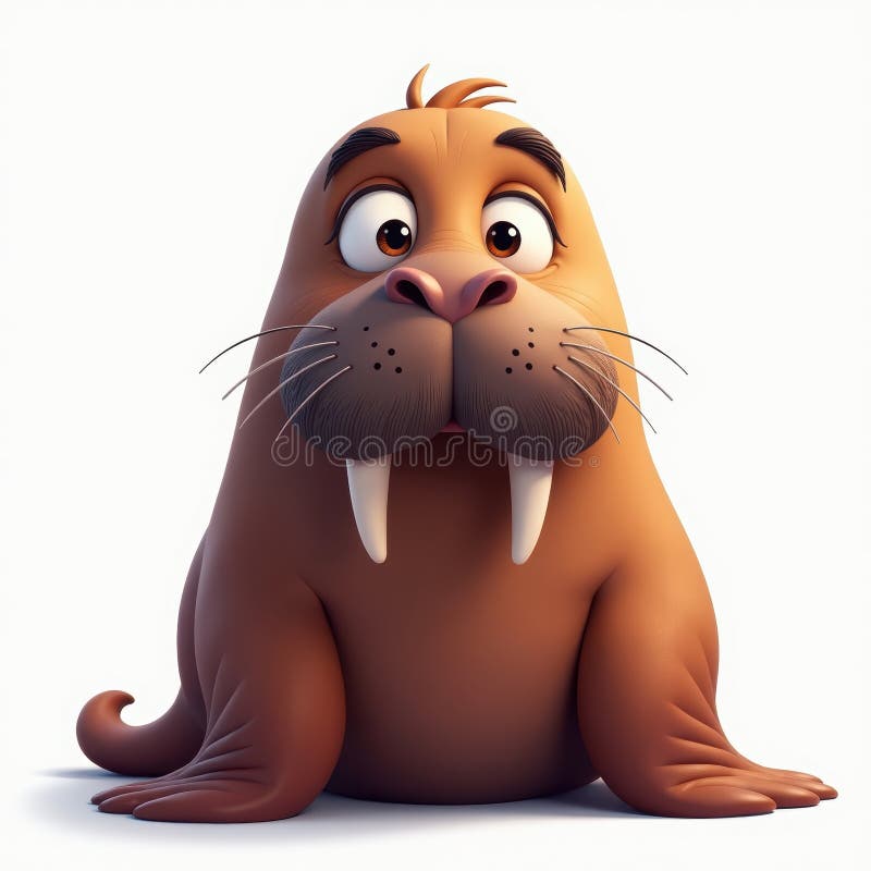 Cute Cartoon Walrus Illustration, Isolated Background, Isolated ...