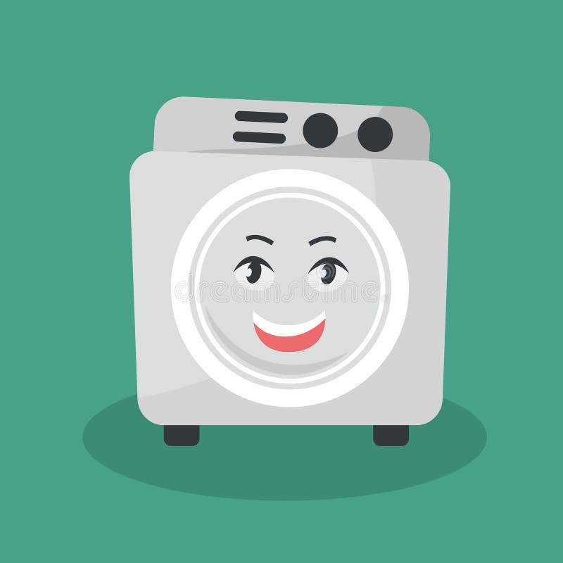 Cute Cartoon Washing Machine Vector Illustration Stock Vector ...