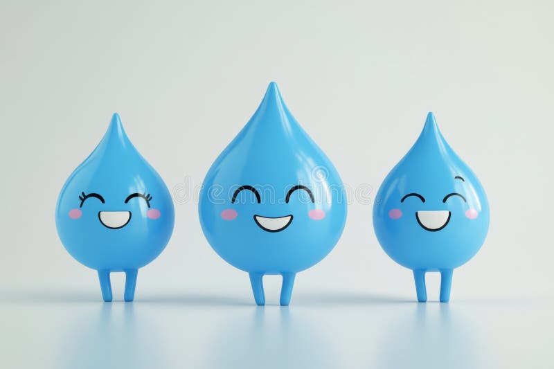 Cute Cartoon Water Drop Character with Big, Expressive Eyes Stock Photo ...