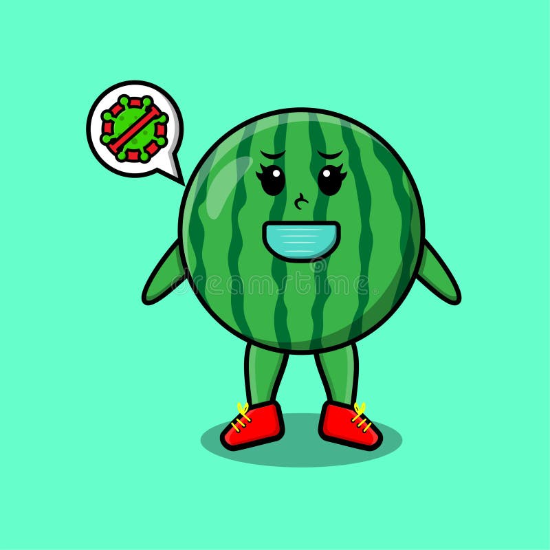 Cute Cartoon Watermelon Character in Flat Design Stock Vector ...