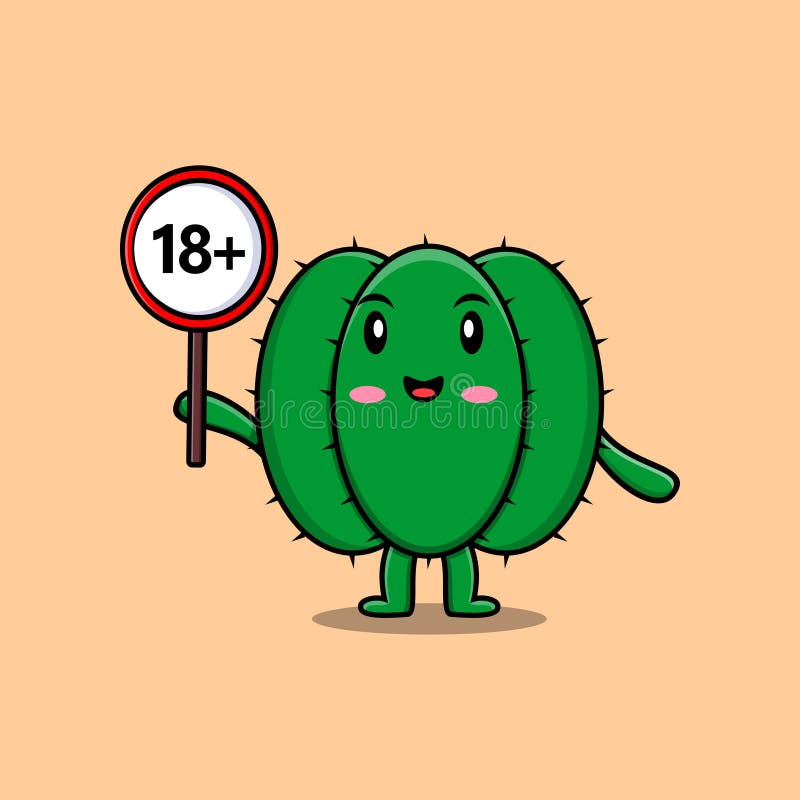 Cute Cartoon Watermelon Holding 18 Plus Sign Board Stock Vector ...
