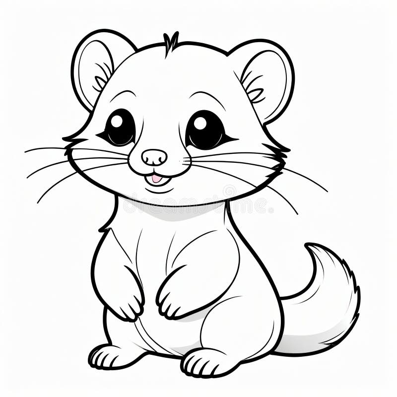 Cute Cartoon Weasel Coloring Book Stock Illustration - Illustration of ...