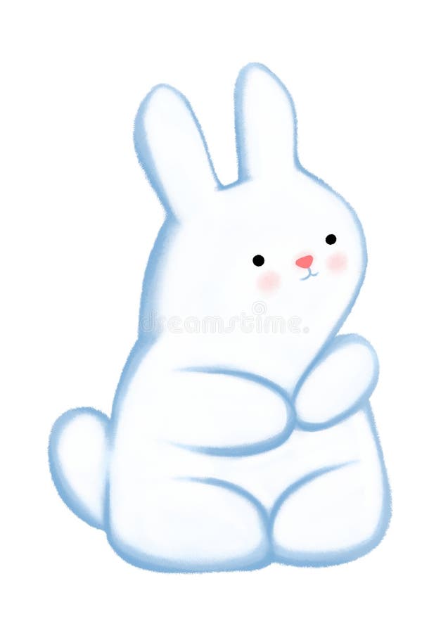 Cute Cartoon White Bunny Hand Drawn Stock Image - Illustration of bunny ...