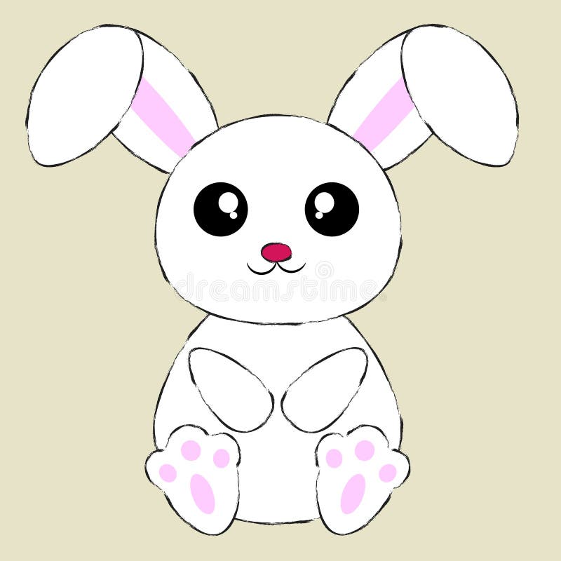 Cute Cartoon White Bunny Rabbit. Flat Color Stock Vector - Illustration ...