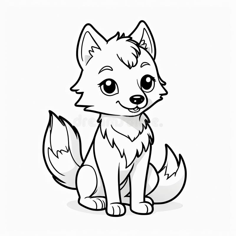 Cute Cartoon Wolf Coloring Page Coloring Book Stock Illustration ...