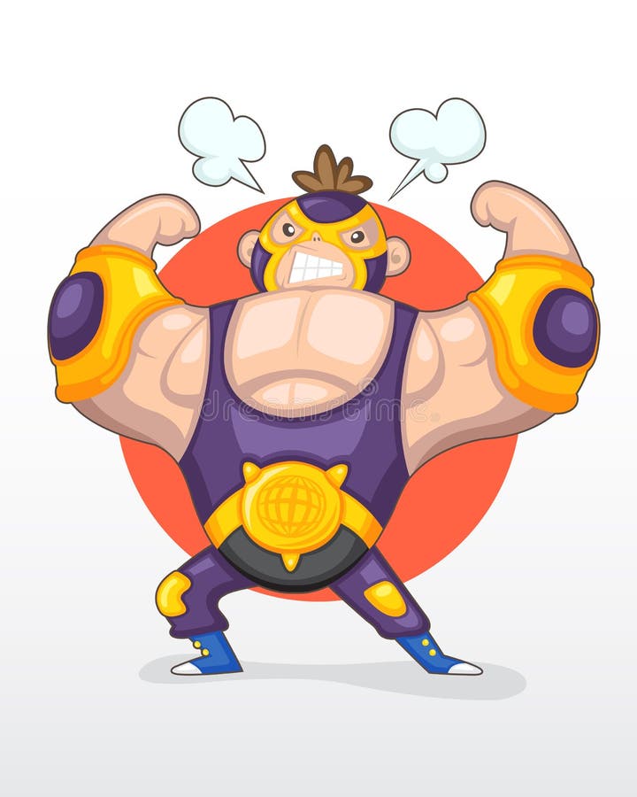 Angry Cartoon Wrestler With A Mask Stock Vector - Illustration of ...