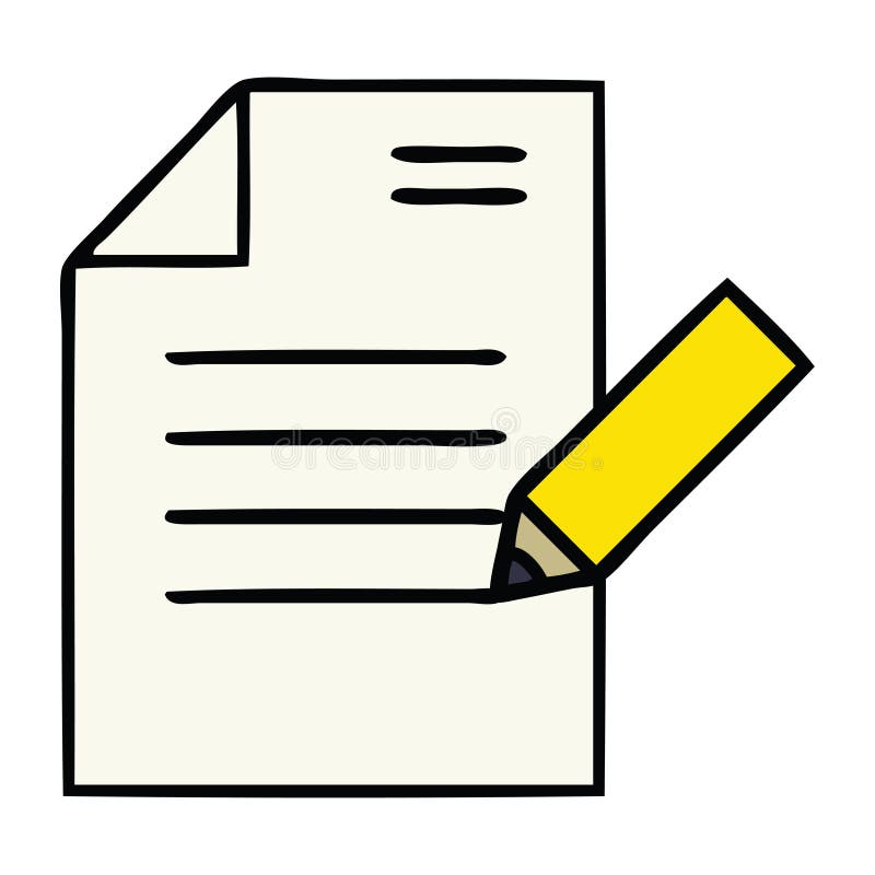 Cute Cartoon of Writing a Document Stock Vector - Illustration of ...