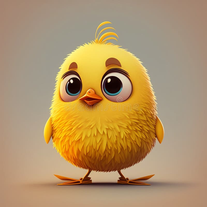 Cute Cartoon Yellow Baby Chick, Generative AI Stock Illustration ...