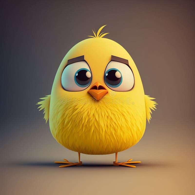 Cute Cartoon Yellow Baby Chick, Generative AI Stock Illustration ...