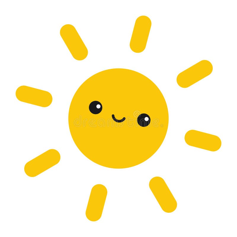 Cute Cartoon Yellow Sun. Vector Illustration Stock Vector ...
