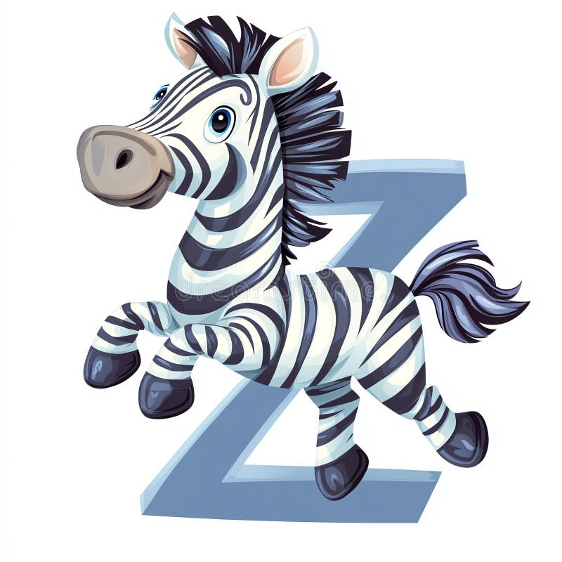 Cute Cartoon Zebra Jumping with Enthusiasm Stock Illustration ...
