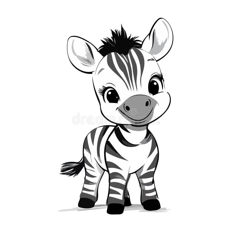 Cute Cartoon Zebra Standing Upright. Stock Vector - Illustration of ...