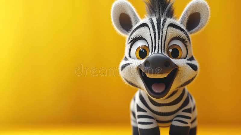 Cute Cartoon Zebra on Yellow Background Stock Illustration ...