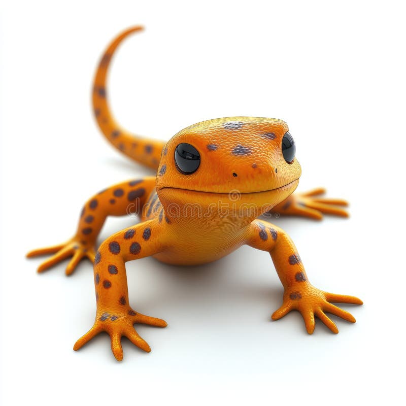 Adorable Orange Gecko Lizard with Spots, 3D Render Stock Illustration ...