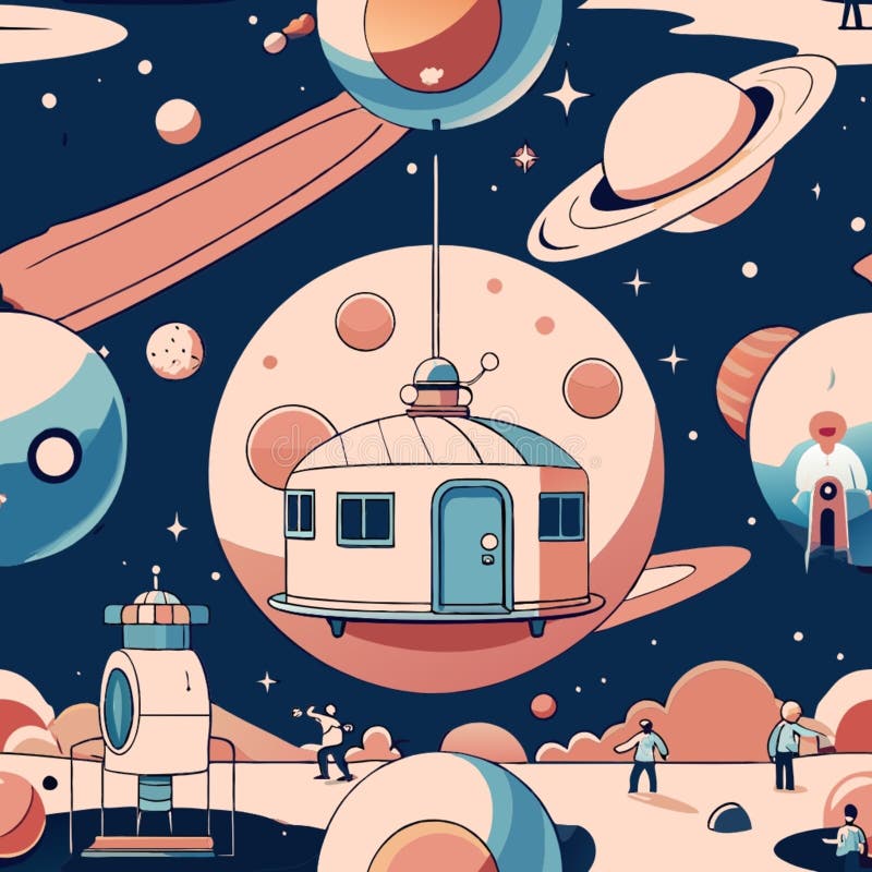 Cute Cartoons about Science Fiction Day. Stock Illustration ...