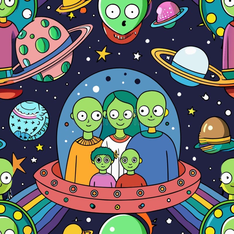 Cute Cartoons about Science Fiction Day. Stock Illustration ...