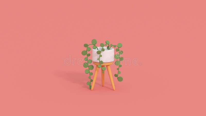 Cute Cartoony Plant 3D Render Stock Illustration - Illustration of ...