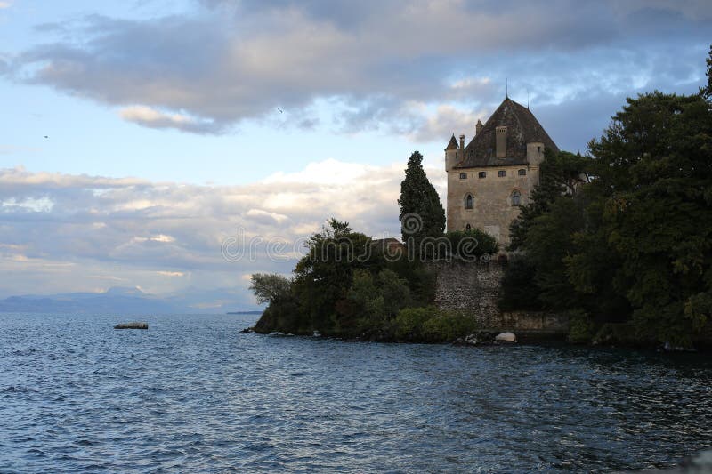 Cute Castle in Front of a Lake Stock Image - Image of haute, landmark ...