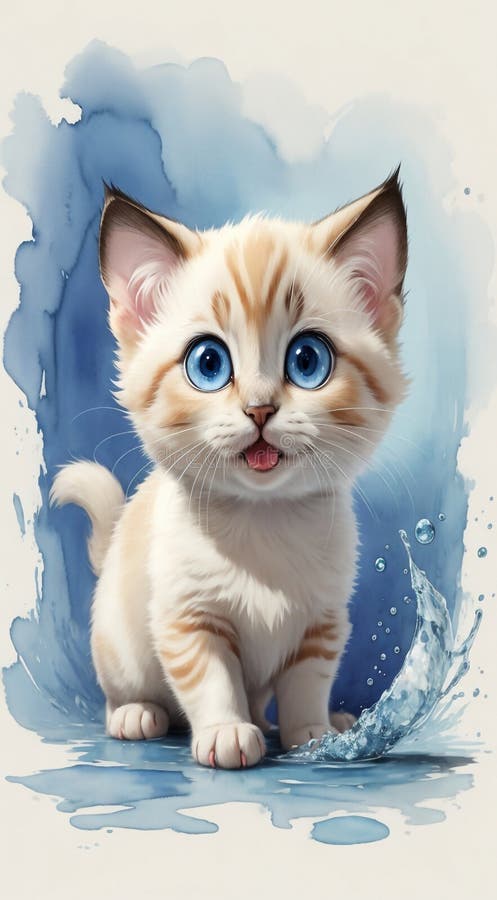 Cat on Abstract Background, Cat Face, Cute Kitty on Background ...