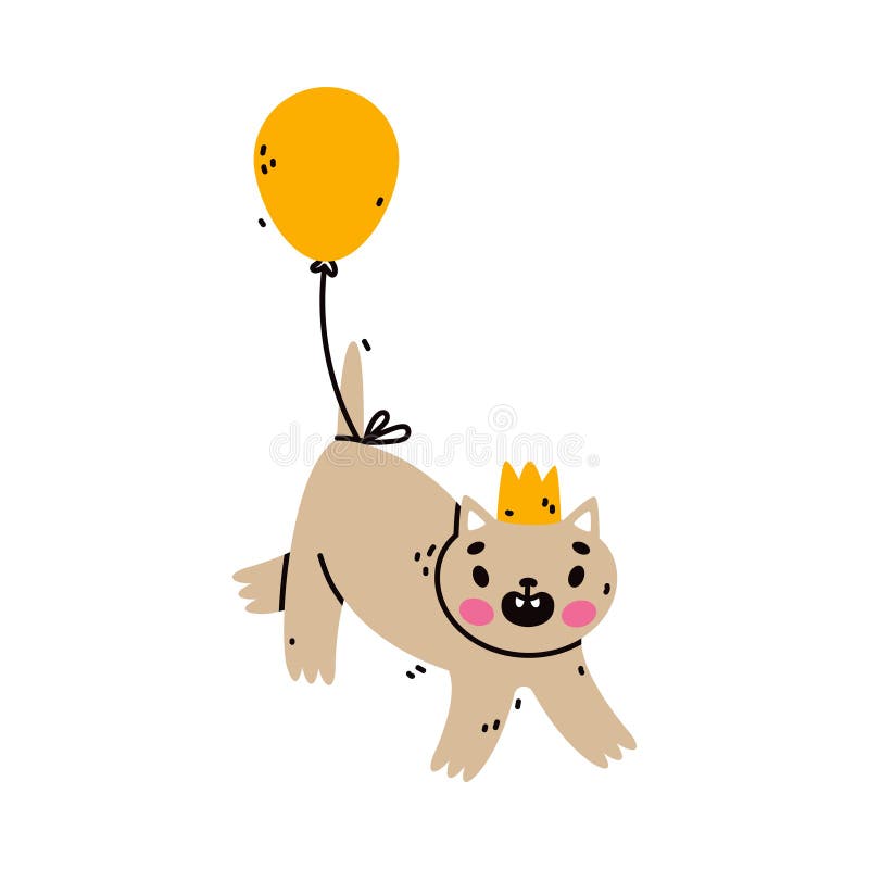 Cute Cat Animal Flying with Balloon Floating in the Air Vector ...