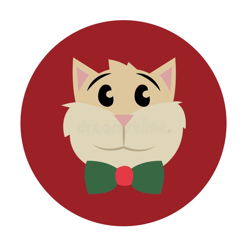 Cute Cat Avatar with a Bowtie Icon Stock Vector - Illustration of trend ...