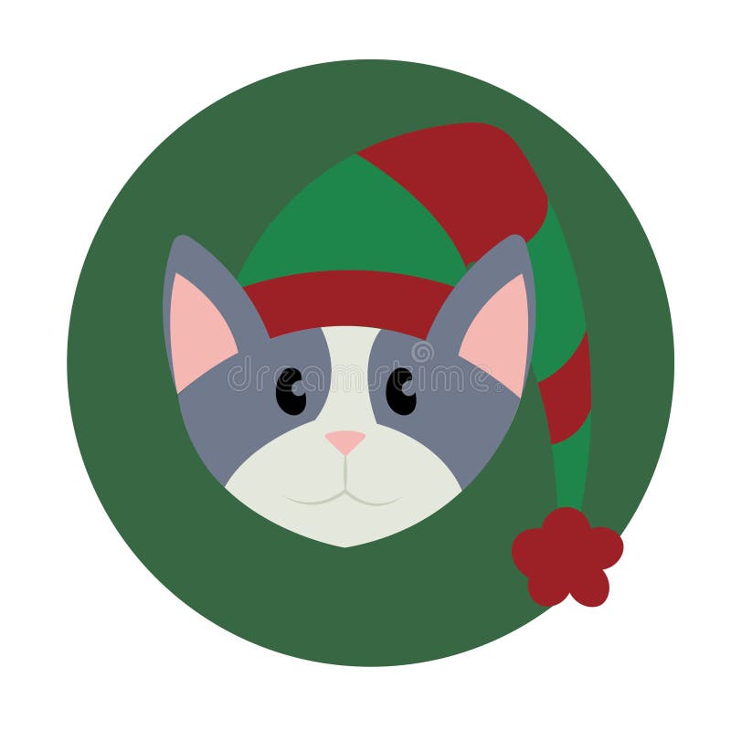 Cute Cat Avatar with a Winter Hat Icon Stock Illustration ...