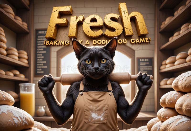 Cute Cat Baker Making Bread in Bakery Stock Photo - Image of cute, form ...