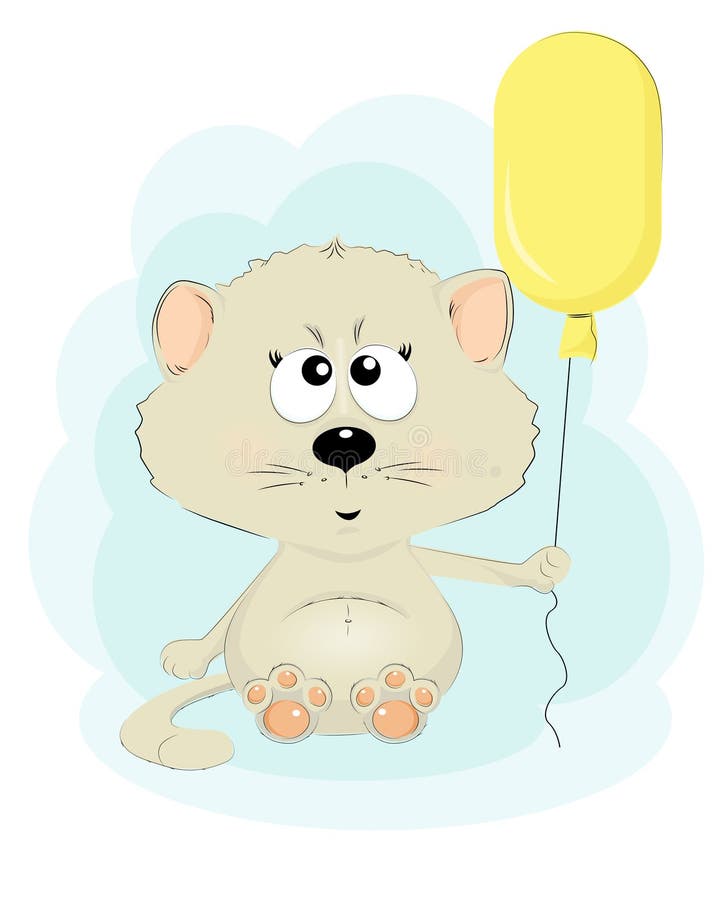 Cute cat with a balloon stock vector. Illustration of isolated - 98176263