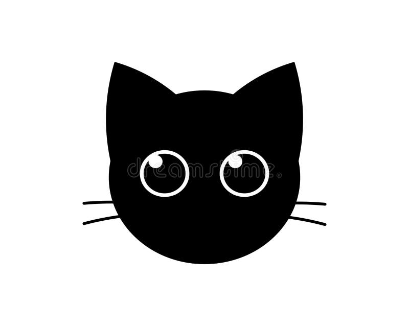 Cute Cat with Big Eyes Icon. Kitten Face Stock Vector - Illustration of ...