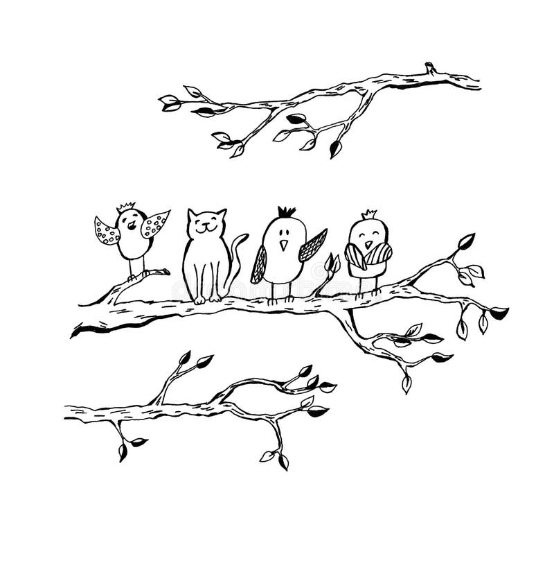Cat Tree Birds Cartoon Stock Illustrations – 243 Cat Tree Birds Cartoon ...