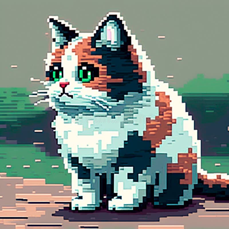 Cute Cat in 8 Bits Pixelart GENERATIVE AI, GENERATIVE, AI Stock ...