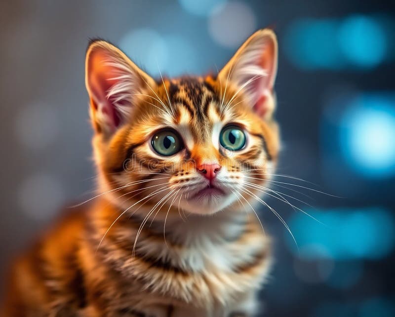 Cute Cat with Blur Background Stock Illustration - Illustration of ...