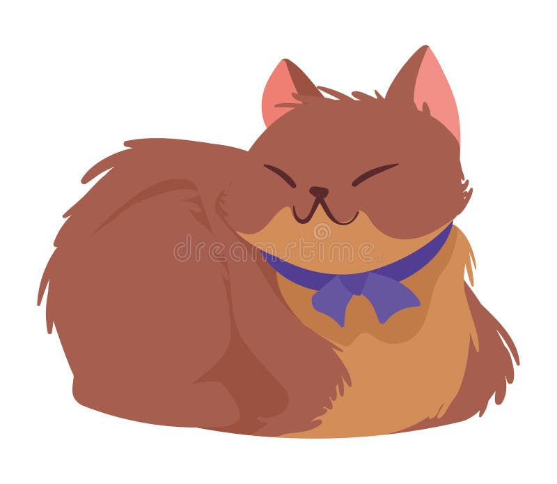 Cute cat with bow stock illustration. Illustration of animal - 261563122