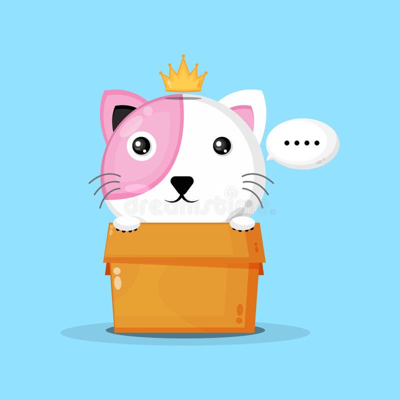 Cute cat in the box stock vector. Illustration of feline - 196690899