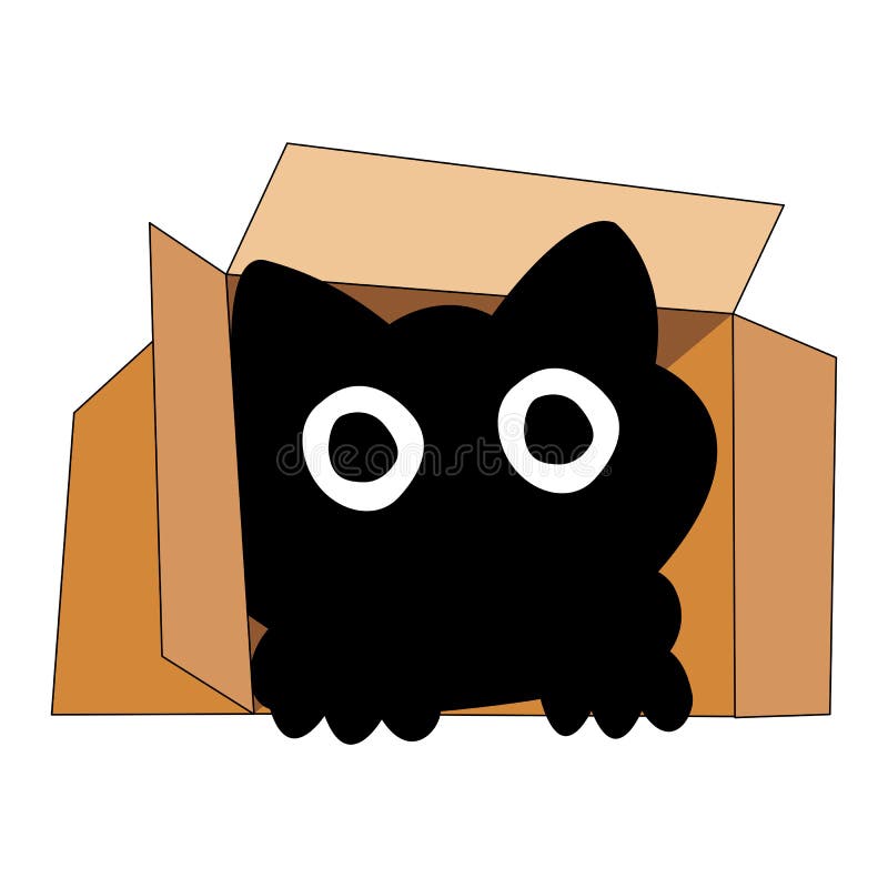 Cute Cat in Box Icon Image Illustration Design Black Color Stock ...