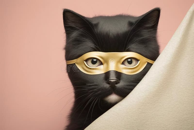 A Cute Cat in a Burglar Mask, Created with Generative AI Technology ...