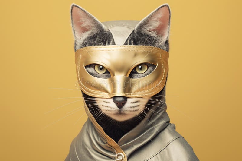 A Cute Cat in a Burglar Mask, Created with Generative AI Technology ...