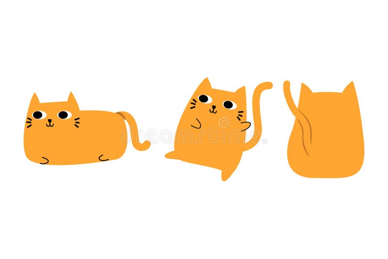 Cute Cat Cartoon Character Design Set for Element,pet and Illustration ...