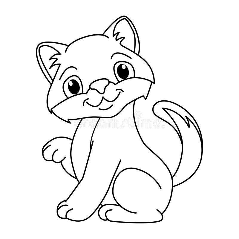 Cute Cat Cartoon Coloring Page Illustration Vector. for Kids Coloring ...