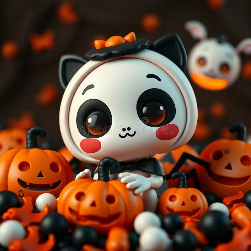 Cute Cat Character Big Eyes Wearing Small Hat Stock Photos - Free ...