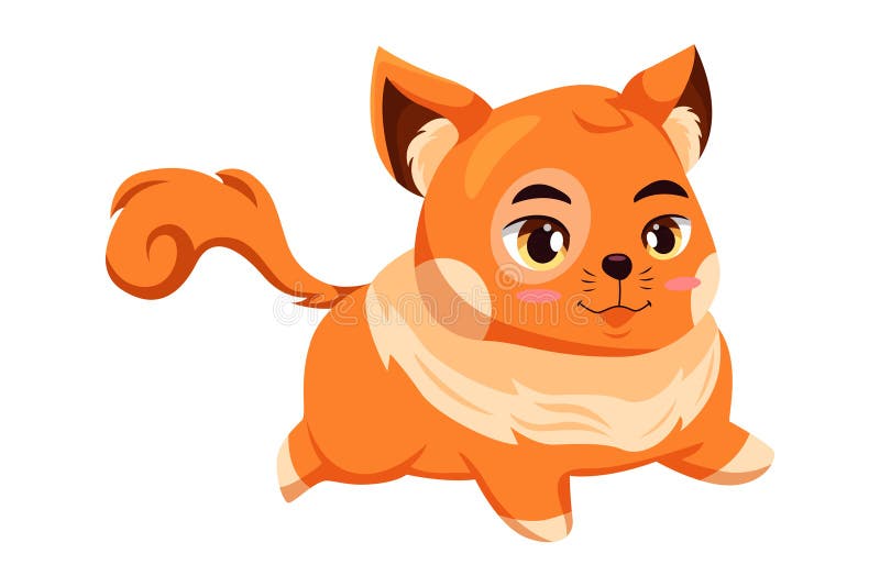 Cute Orange Cat Cartoon Character Design Stock Vector - Illustration of ...