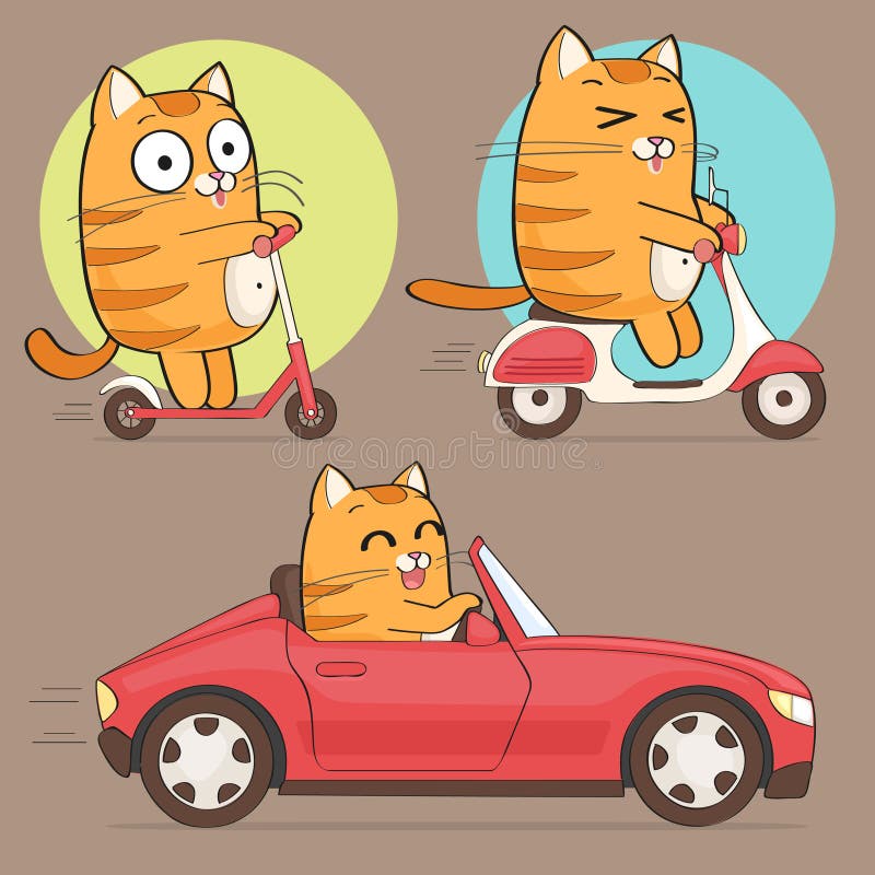 Cute Cat Cartoon Driving Car Stock Illustrations – 242 Cute Cat Cartoon ...